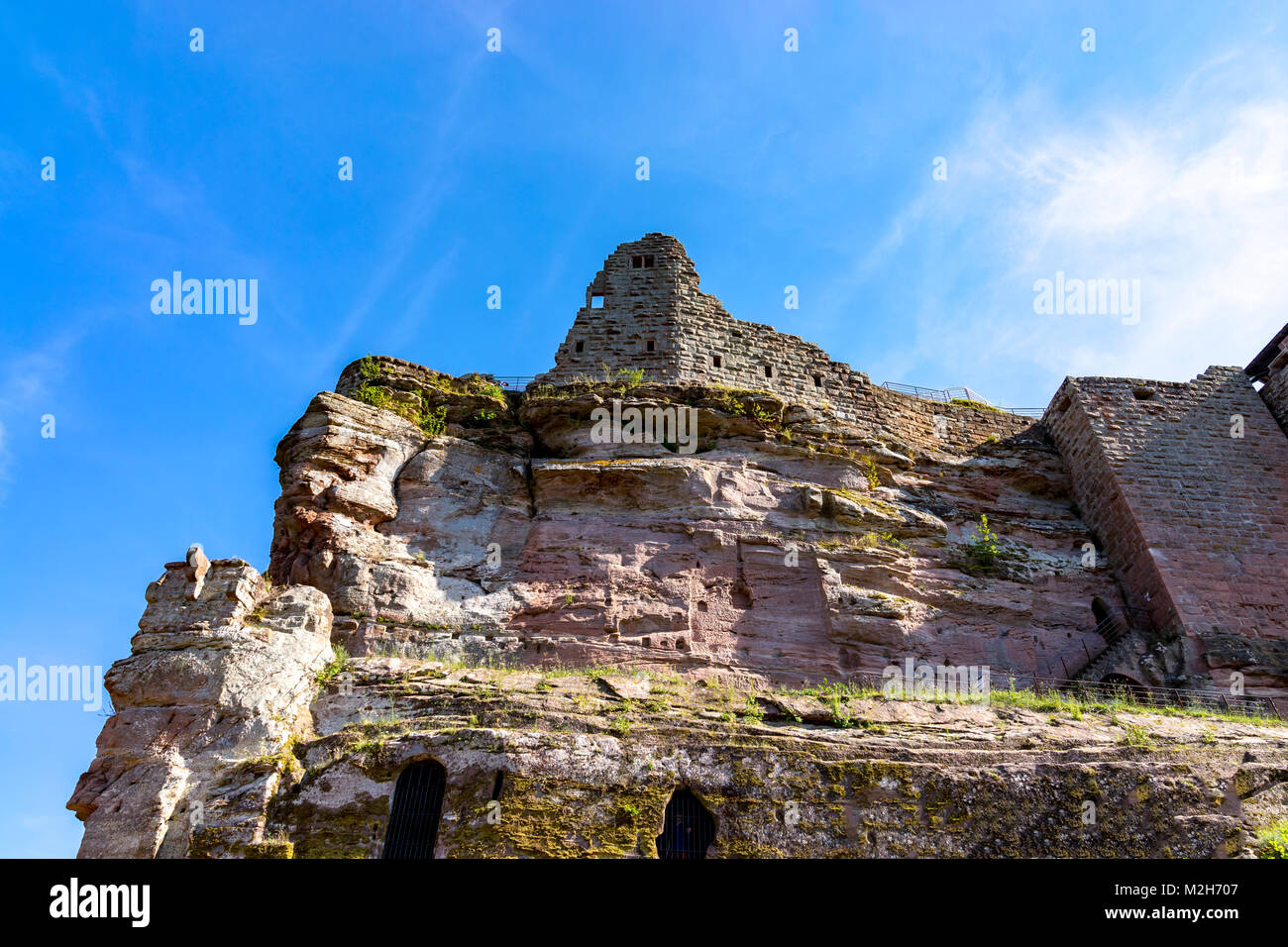 Viewpoint on a rock with railing in Alsace, France Stock Photo - Alamy