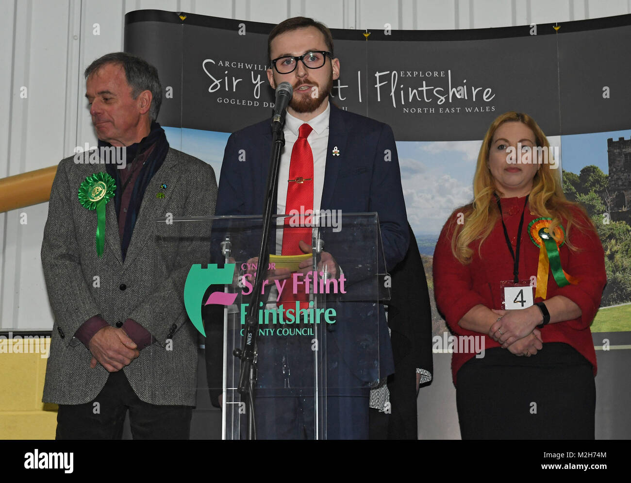 Jack Sargeant speaks at the count in Connah's Quay after winning the ...