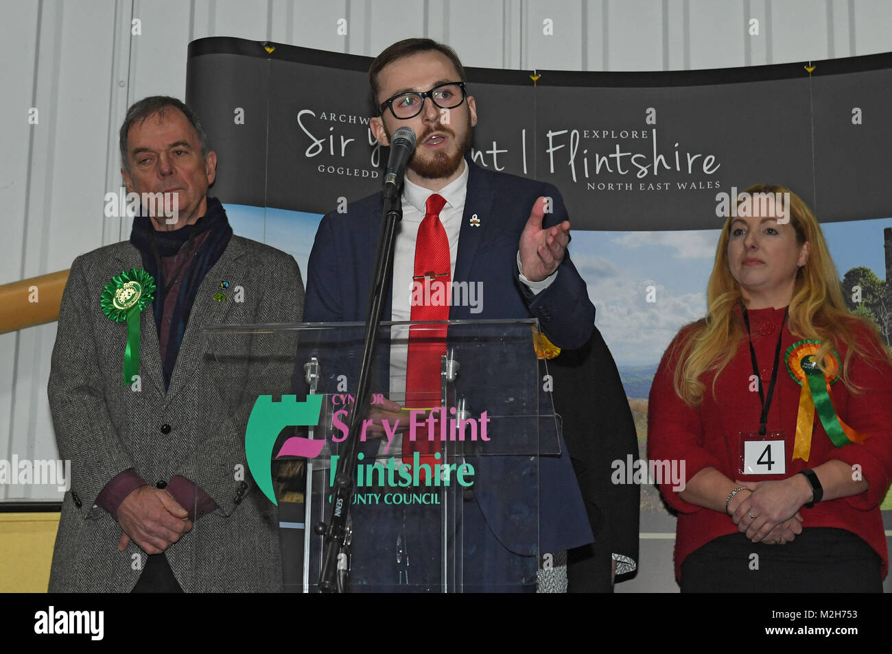 Jack Sargeant speaks at the count in Connah's Quay after winning the ...