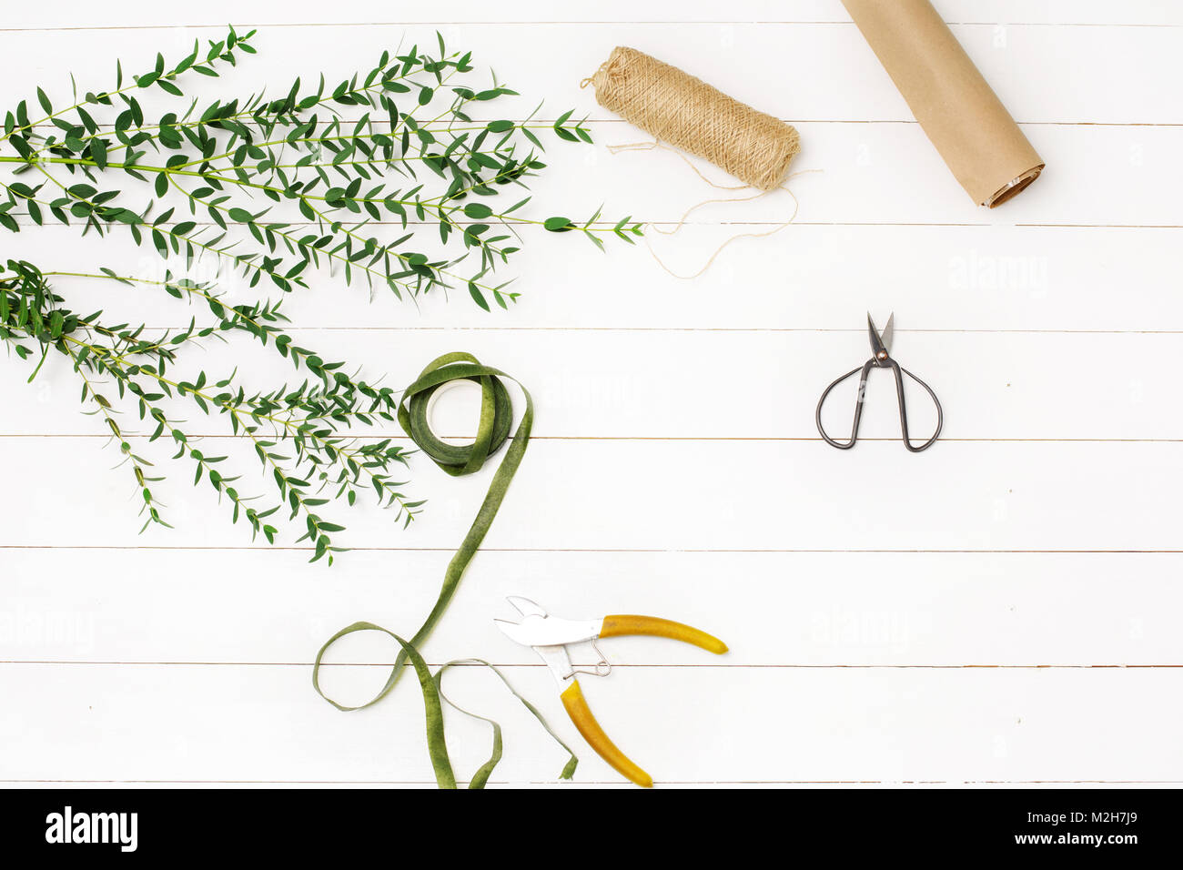 Tools and accessories florists need for making up a bouquet Stock Photo ...