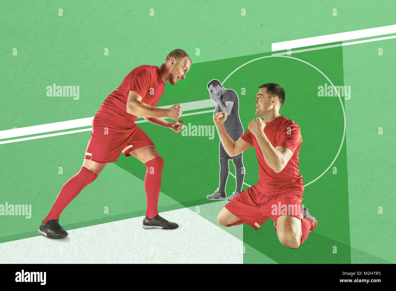 Happiness football players after goal Stock Photo - Alamy