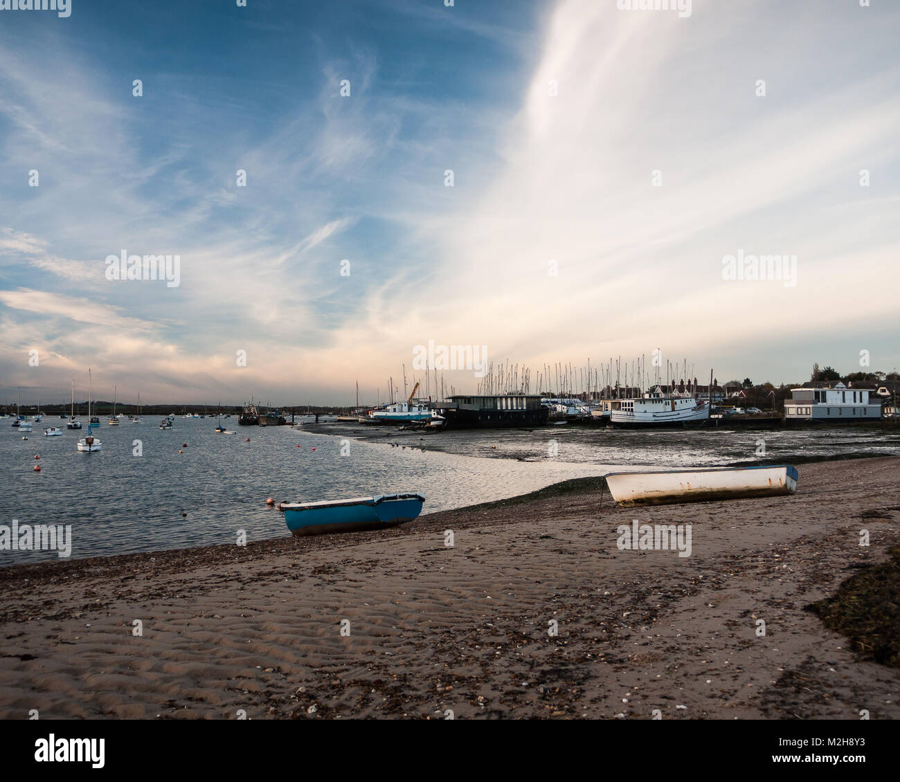 coastal boats beach sun set scene special nature background sky; essex ...