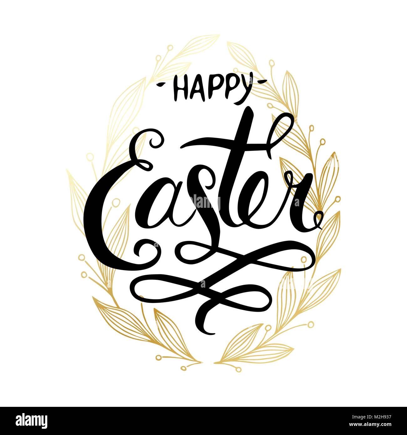 happy Easter Hand drawn calligraphy and brush pen lettering. design for ...