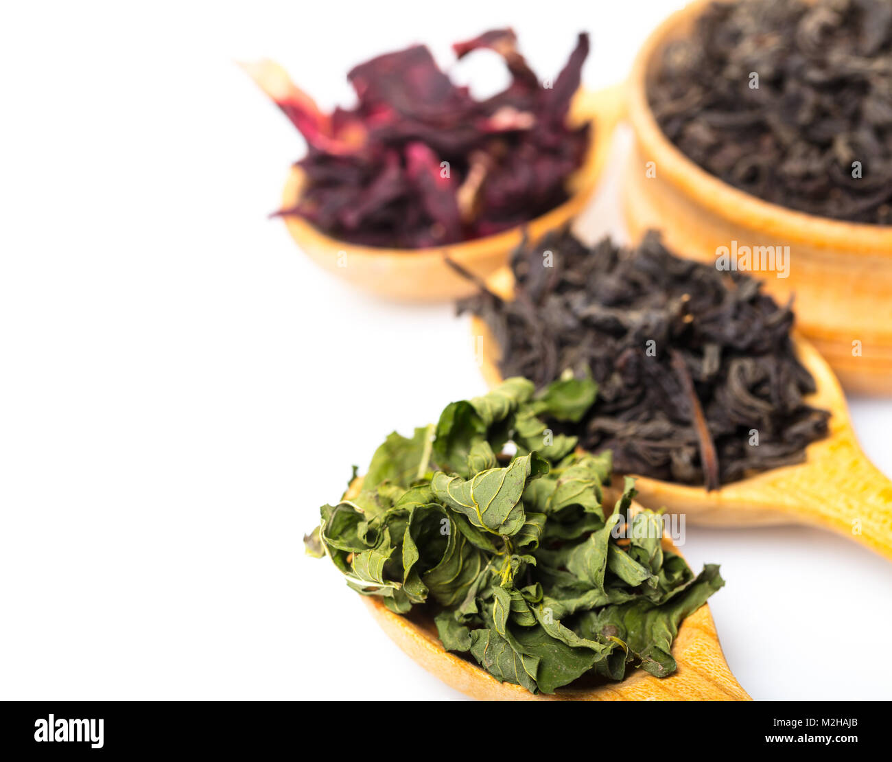 set of dry teas on white isolated background Stock Photo - Alamy