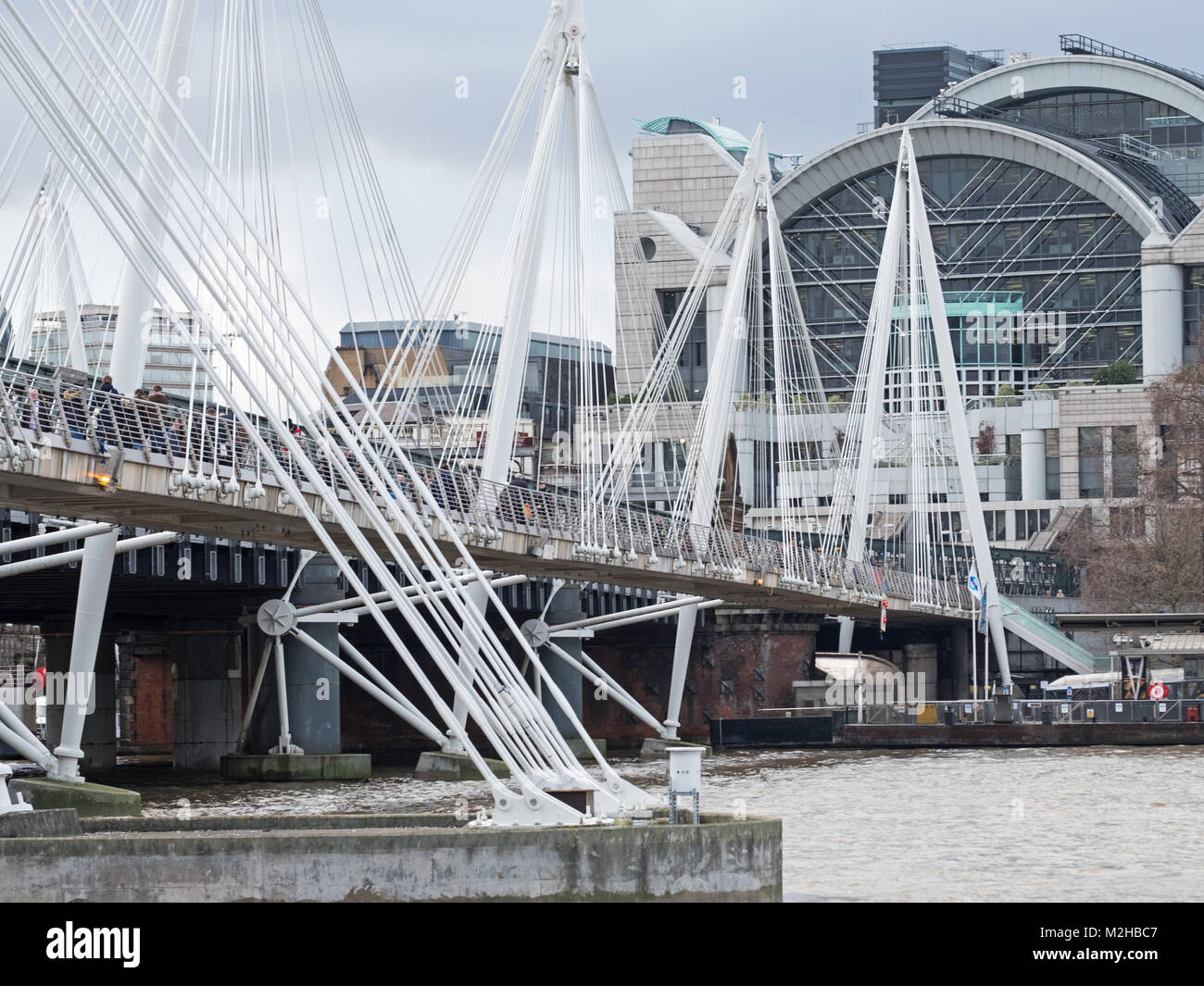 The original Hungerford Bridge across the river Thames linking the ...