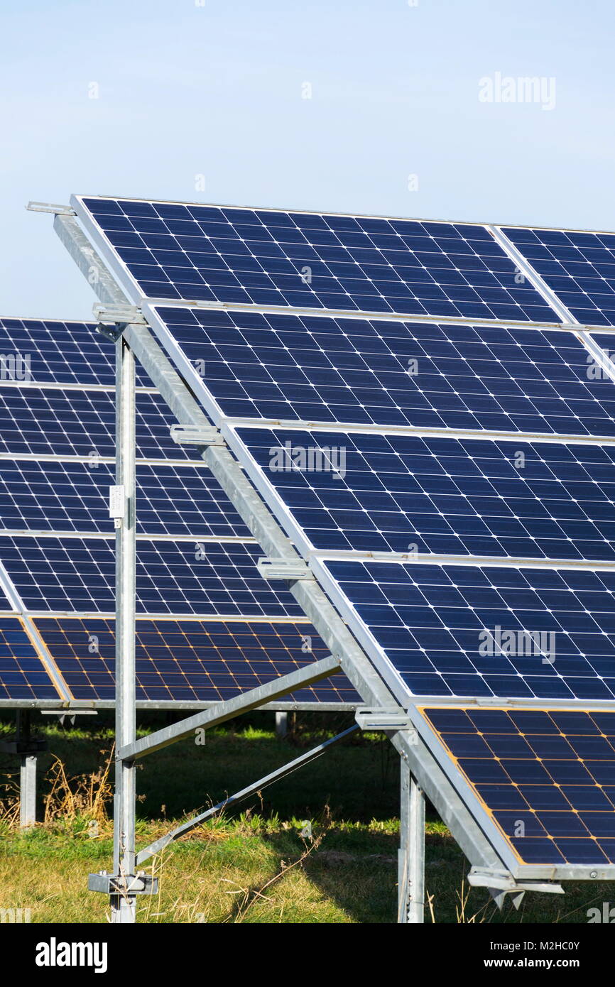 Blue solar panels photovoltaics power station, future innovation energy ...