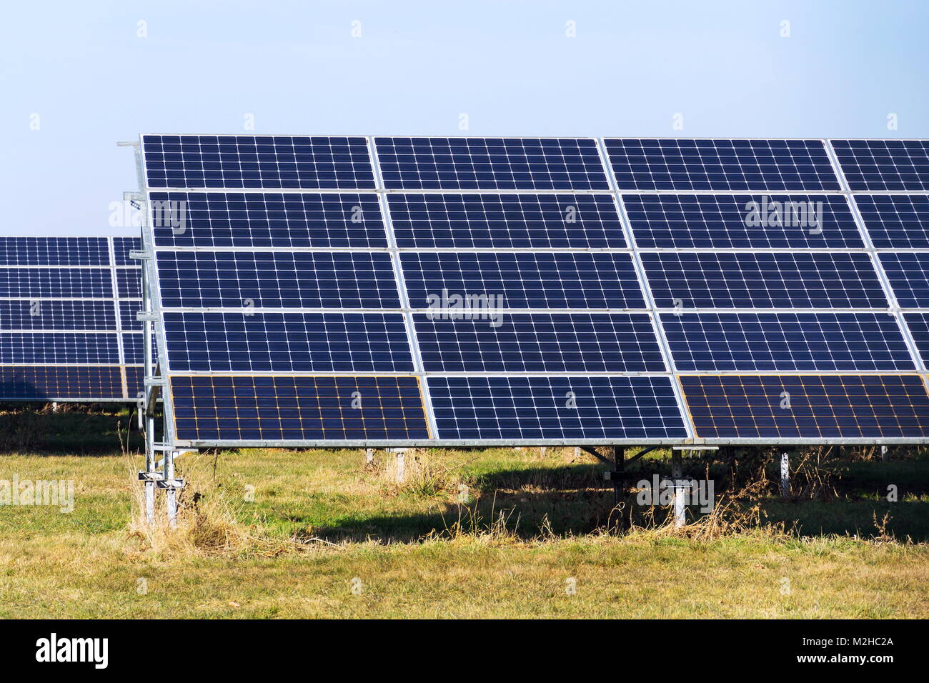 Blue solar panels photovoltaics power station, future innovation energy ...