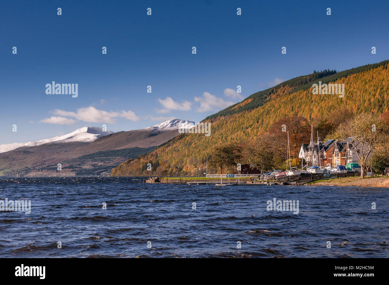 The village of Kenmore at the head of the river Tay on Loch Tay ...