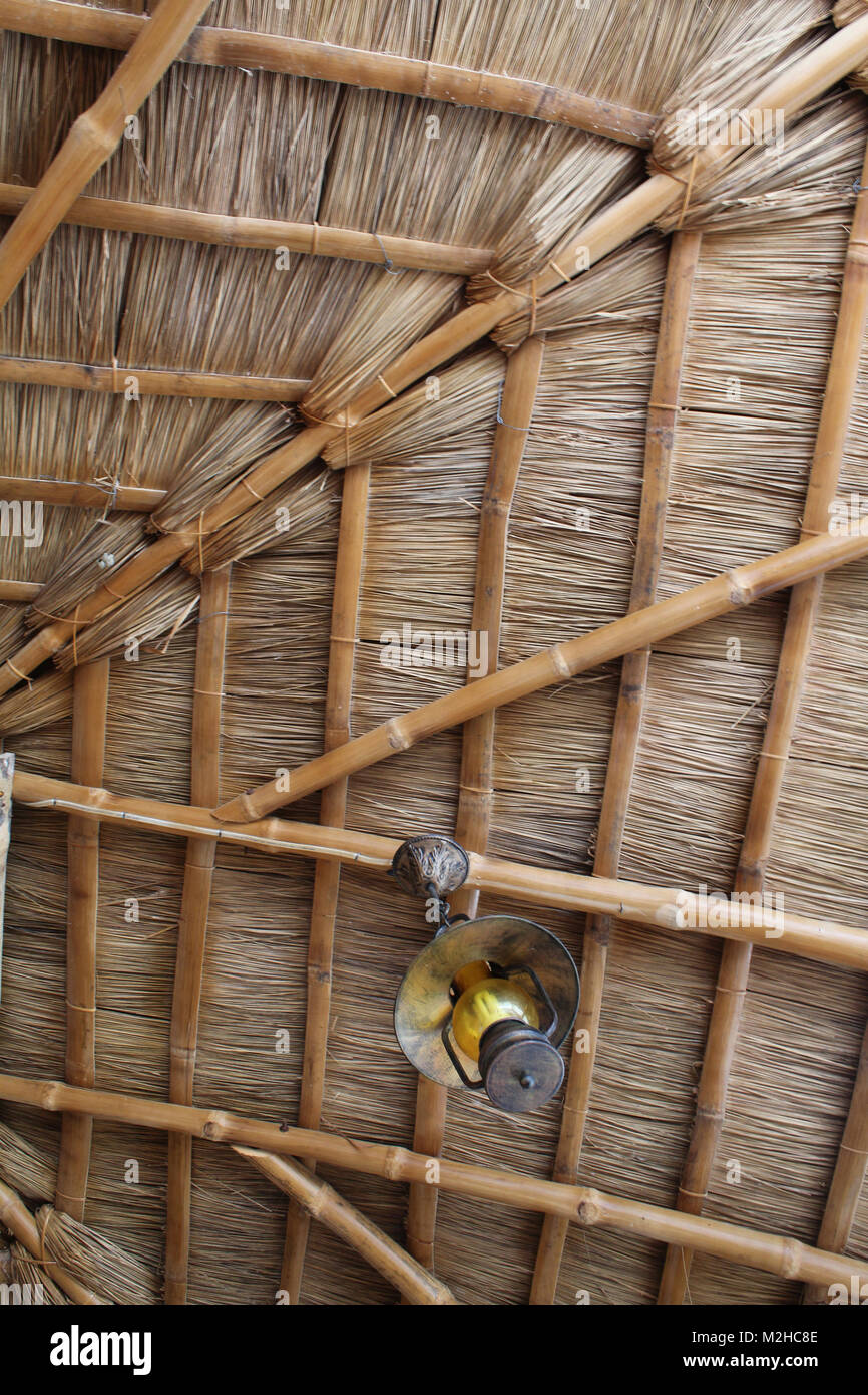 Thatched Ceiling and Lamp Stock Photo - Alamy