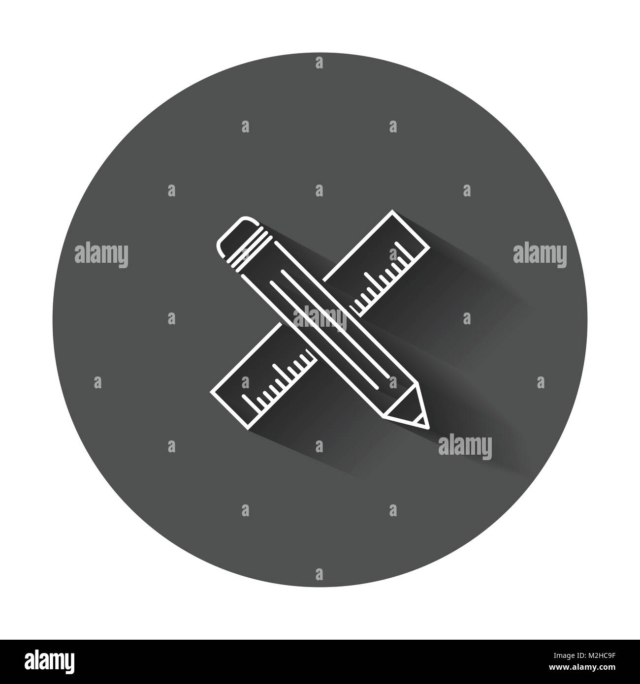 Pencil with ruler icon. Ruler meter vector illustration with long ...