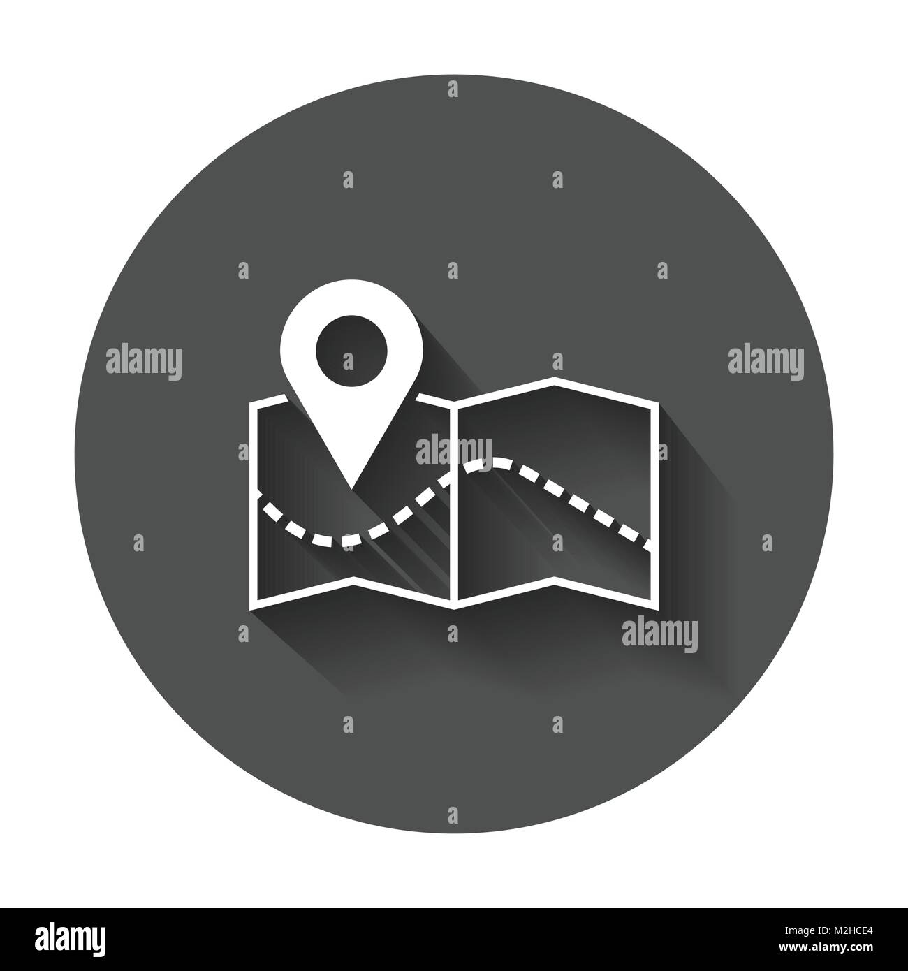 Pin on the map icon. Map gps vector illustration with long shadow Stock ...