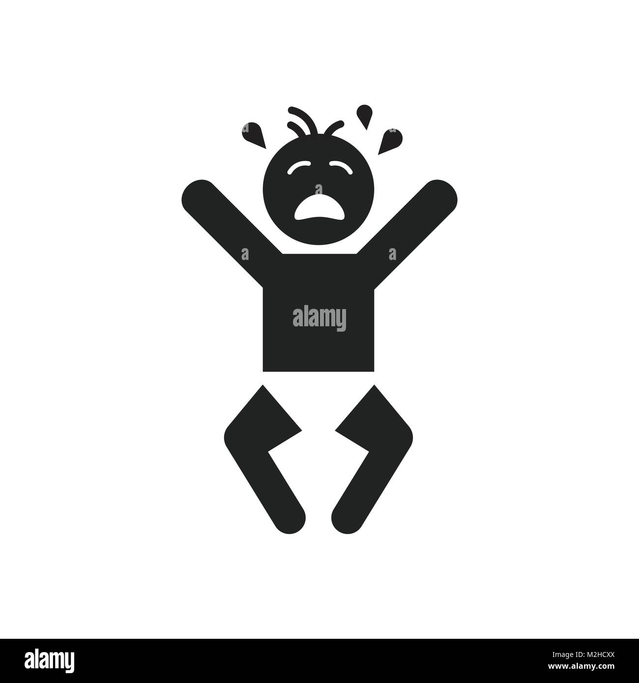 Crying baby vector icon. Anger emotions child flat illustration Stock ...