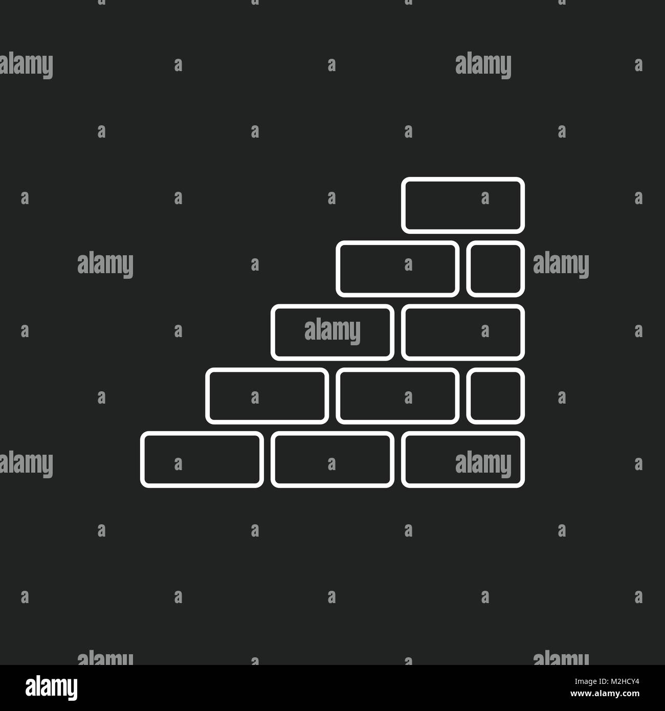 Wall brick icon in flat style isolated on black background. Wall symbol ...