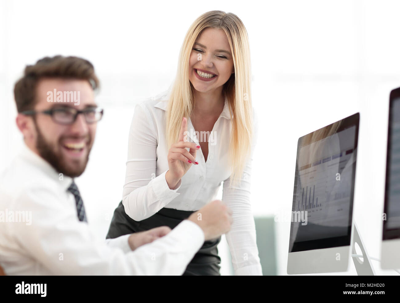 background image colleagues near the desktop. business background Stock ...