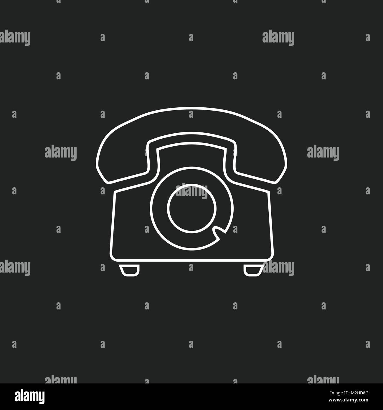 Phone vector icon in line style. Old vintage telephone symbol ...