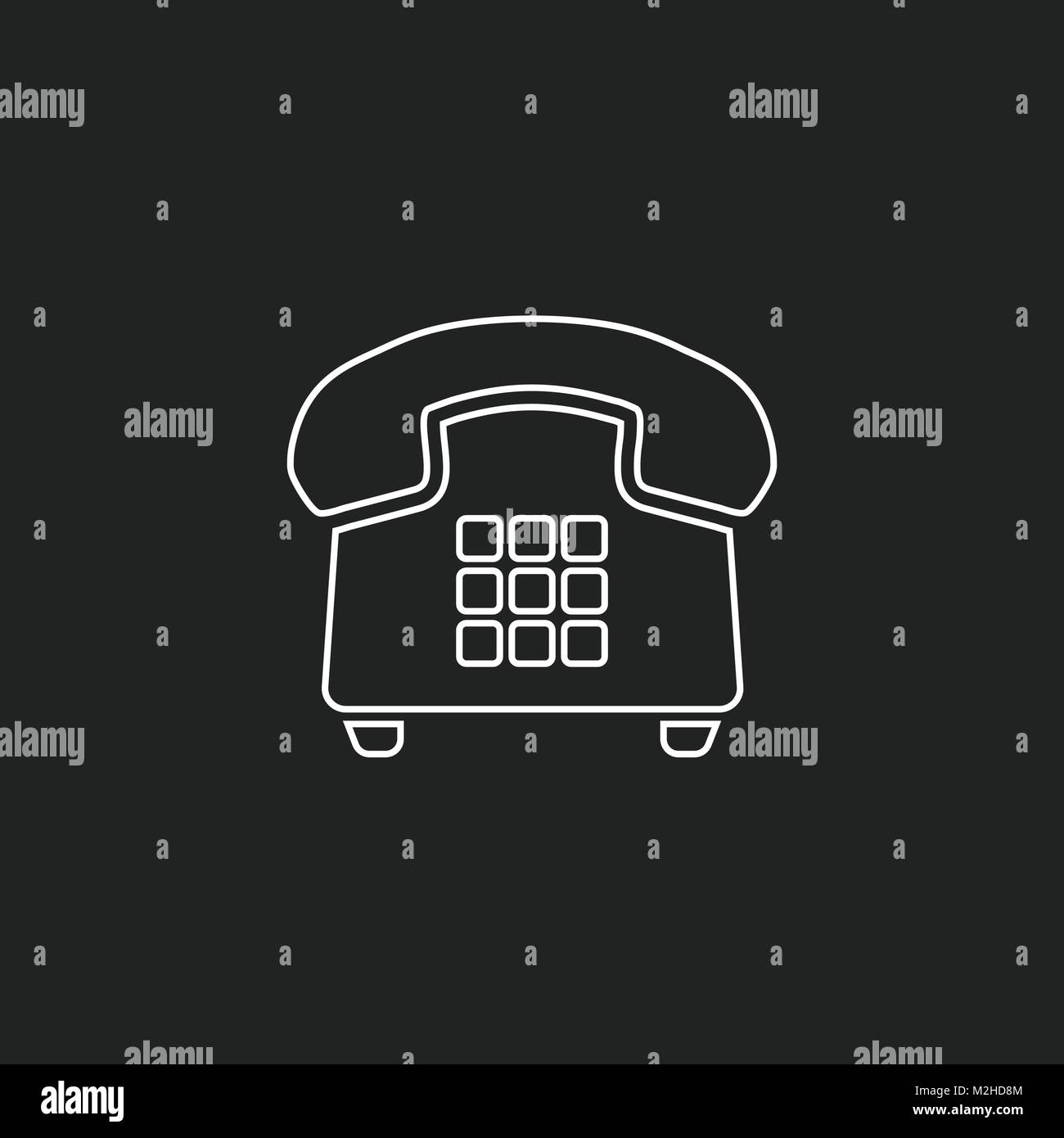 Phone vector icon in line style. Old vintage telephone symbol ...