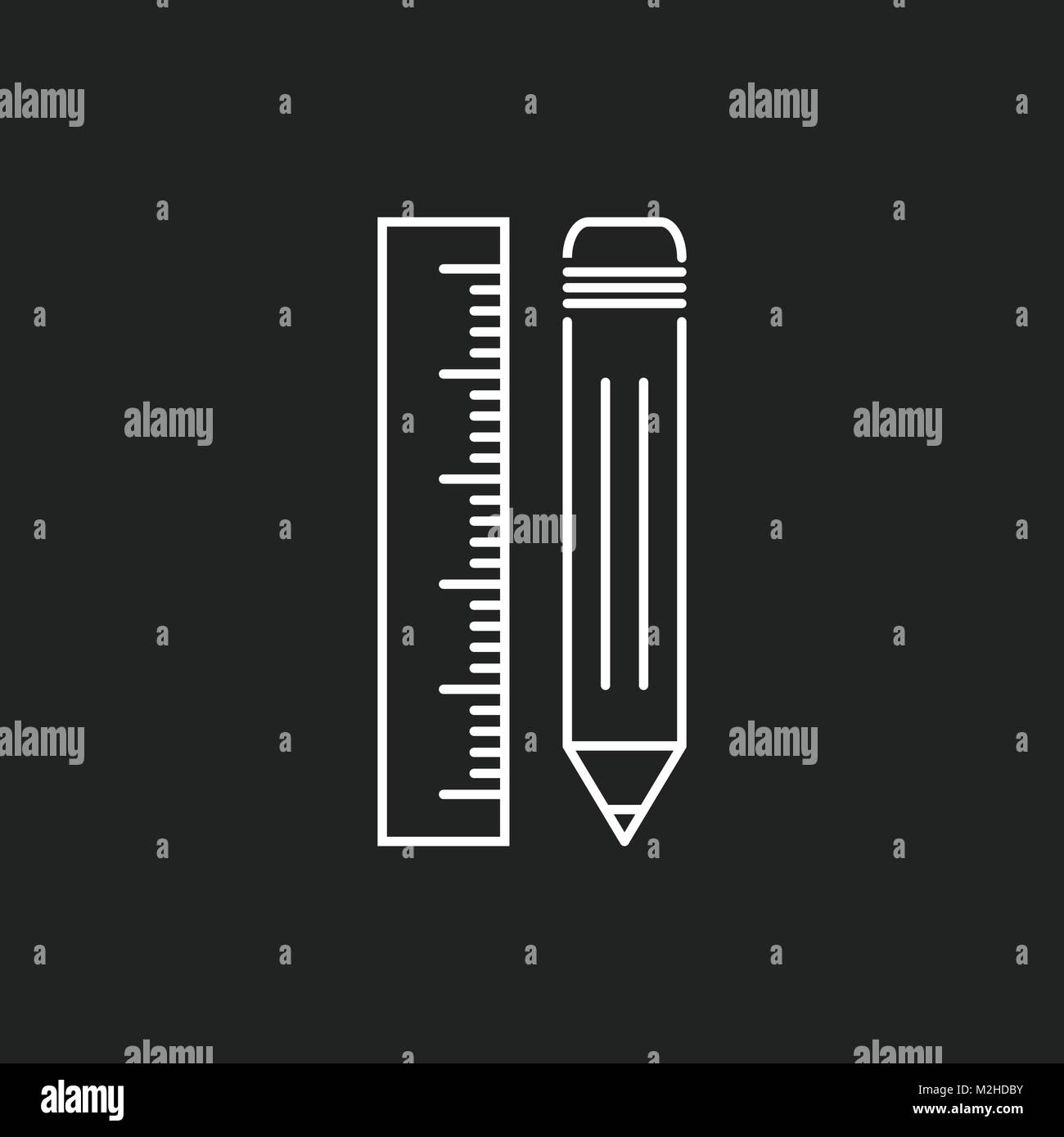 Pencil with ruler icon. Ruler meter vector illustration Stock Vector ...