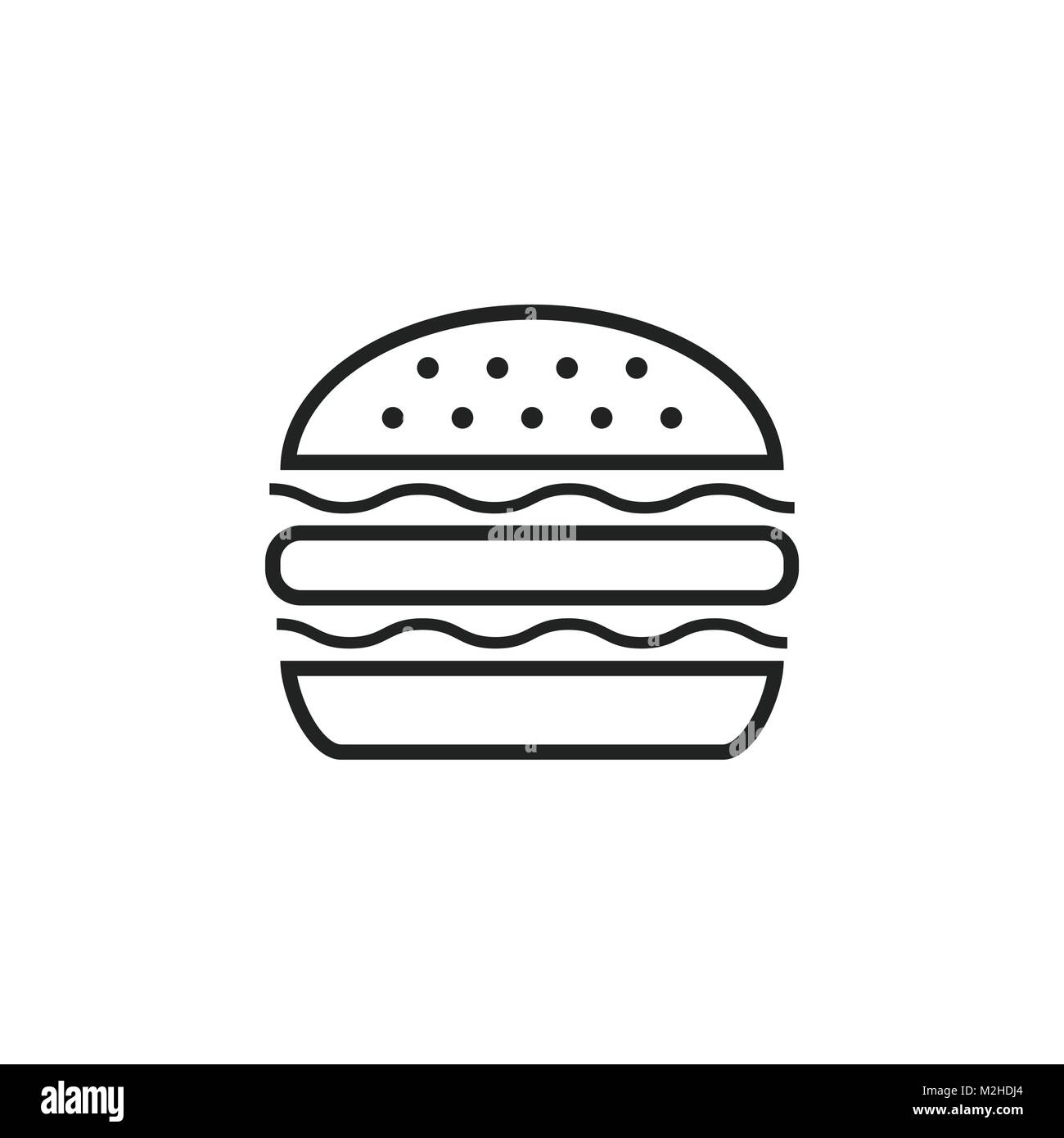 Burger fast food flat vector icon. Hamburger symbol logo illustration ...