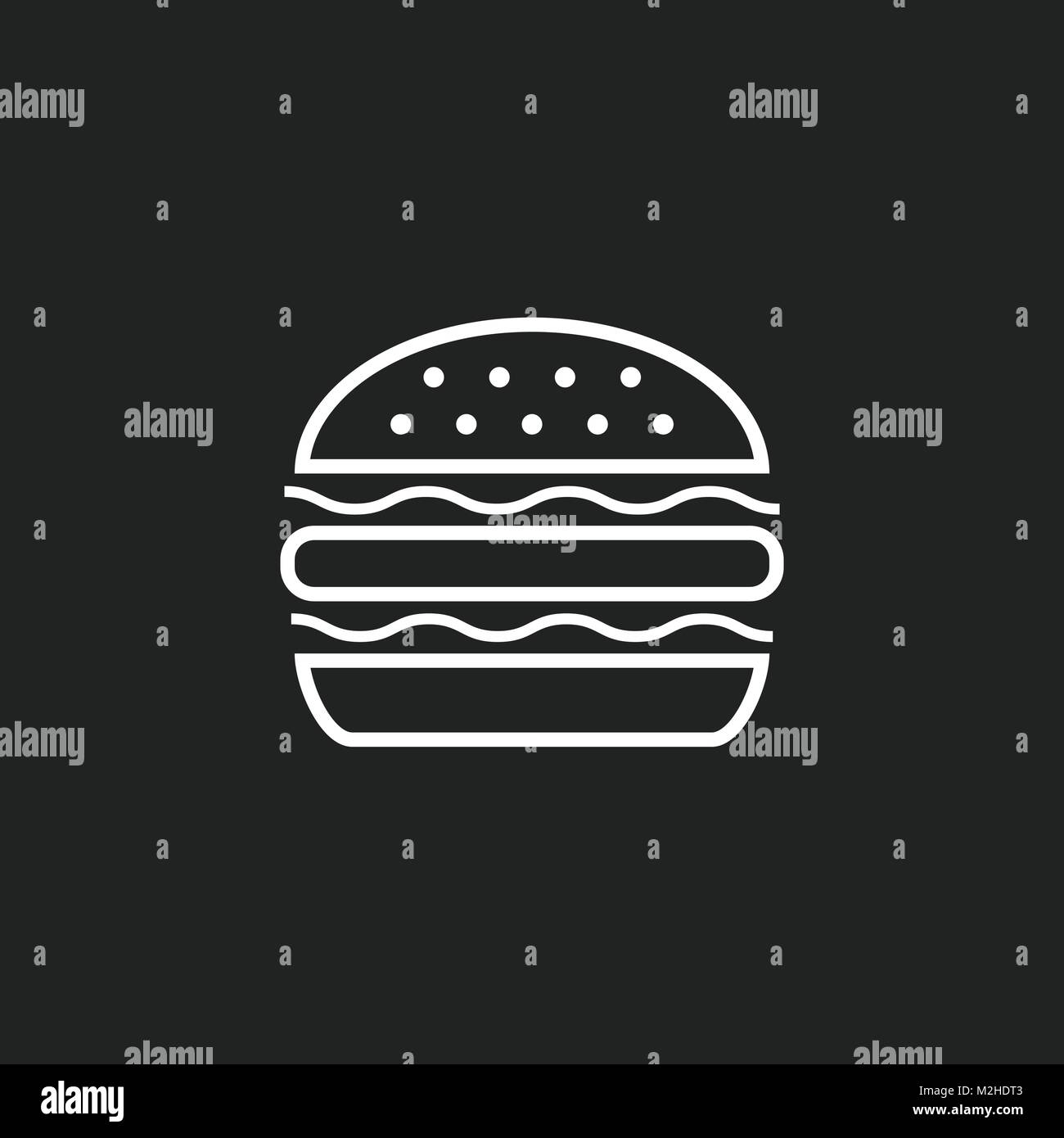 Burger fast food flat vector icon. Hamburger symbol logo illustration ...