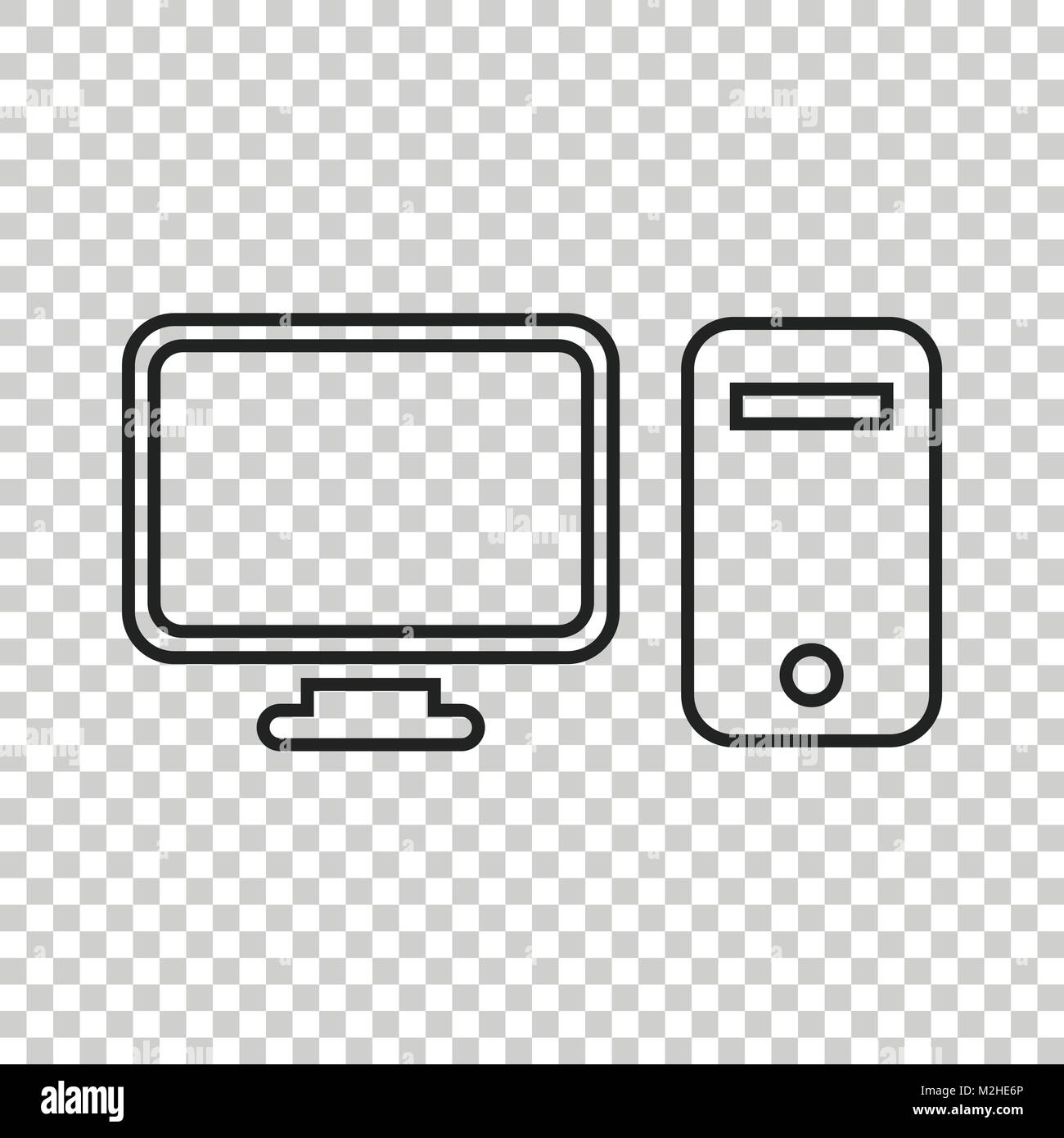 Computer vector illustration in line style. Monitor flat icon Stock ...
