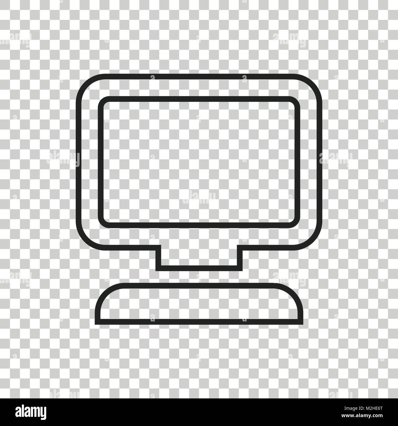 Computer vector illustration in line style. Monitor flat icon Stock ...