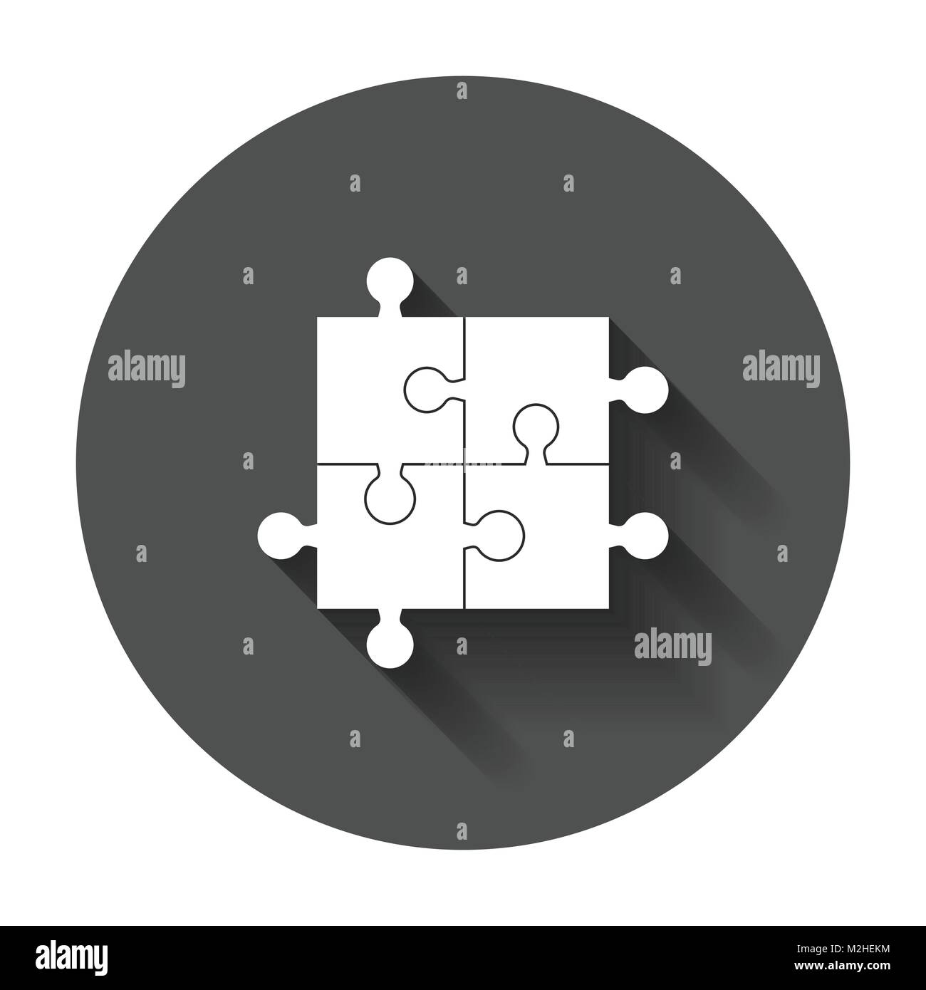 Jigsaw puzzle vector. Flat illustration puzzle game on black round ...
