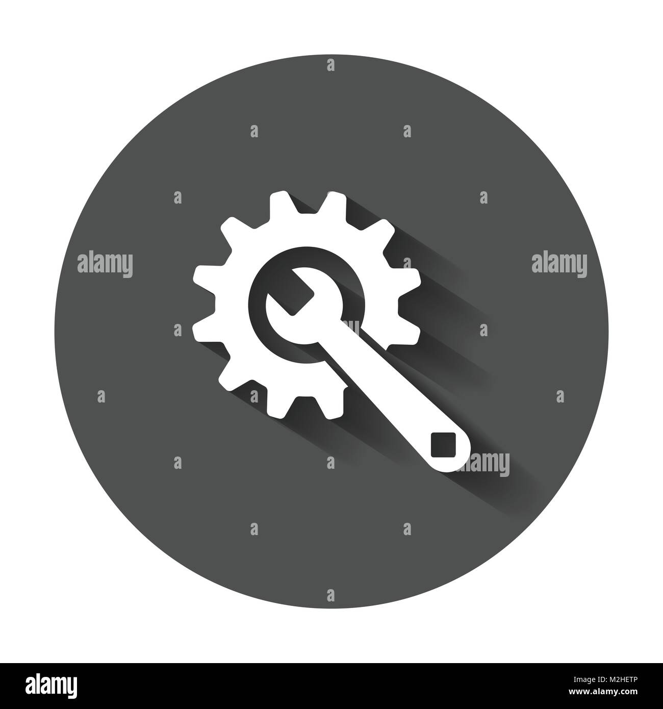 Service tools flat vector icon. Cogwheel with wrench symbol logo ...