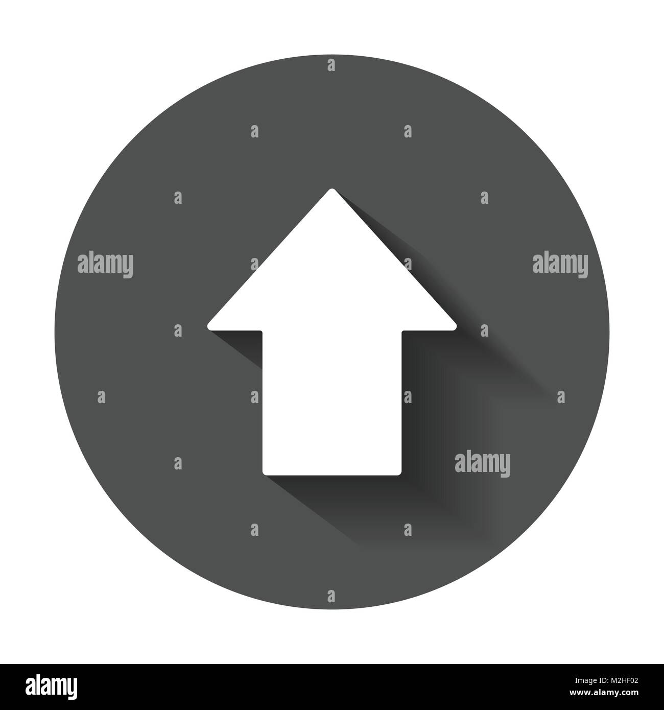 Arrow up vector icon. Forward arrow sign illustration on black round ...