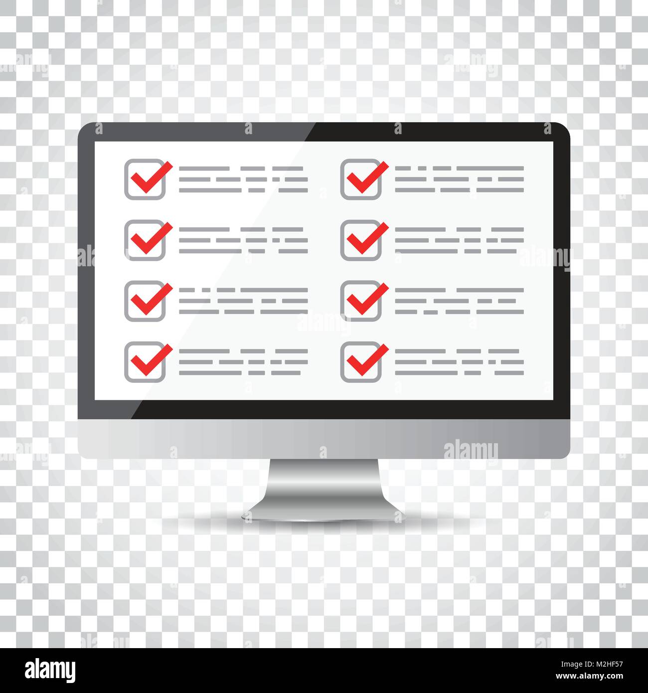 Businessman checklist with computer. Check list icon flat vector ...