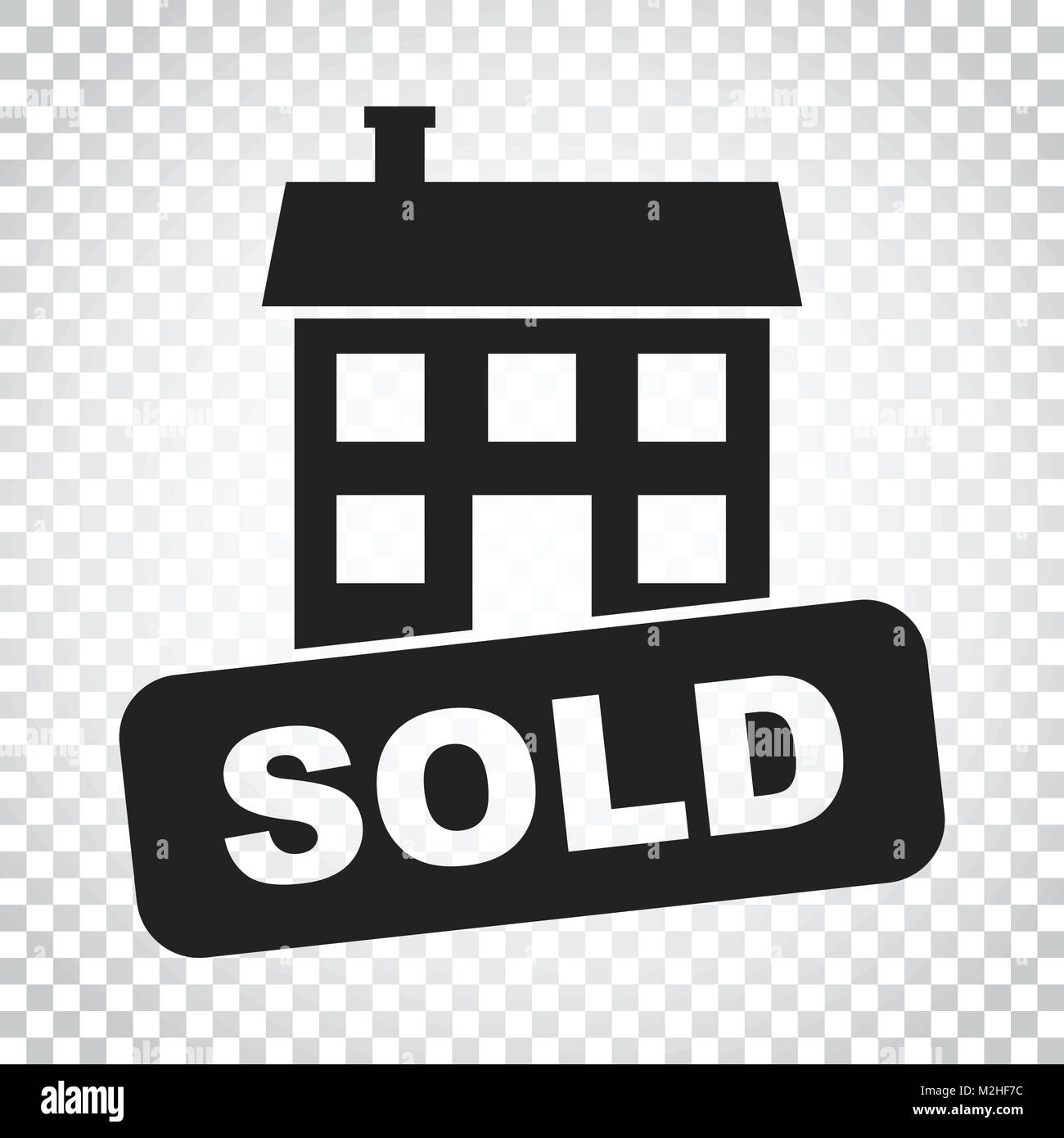 Sold house icon. Vector illustration in flat style on isolated ...
