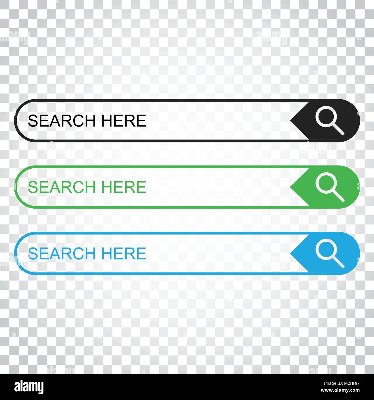 Search bar field. Set vector interface elements with search button. Flat vector illustration on ...
