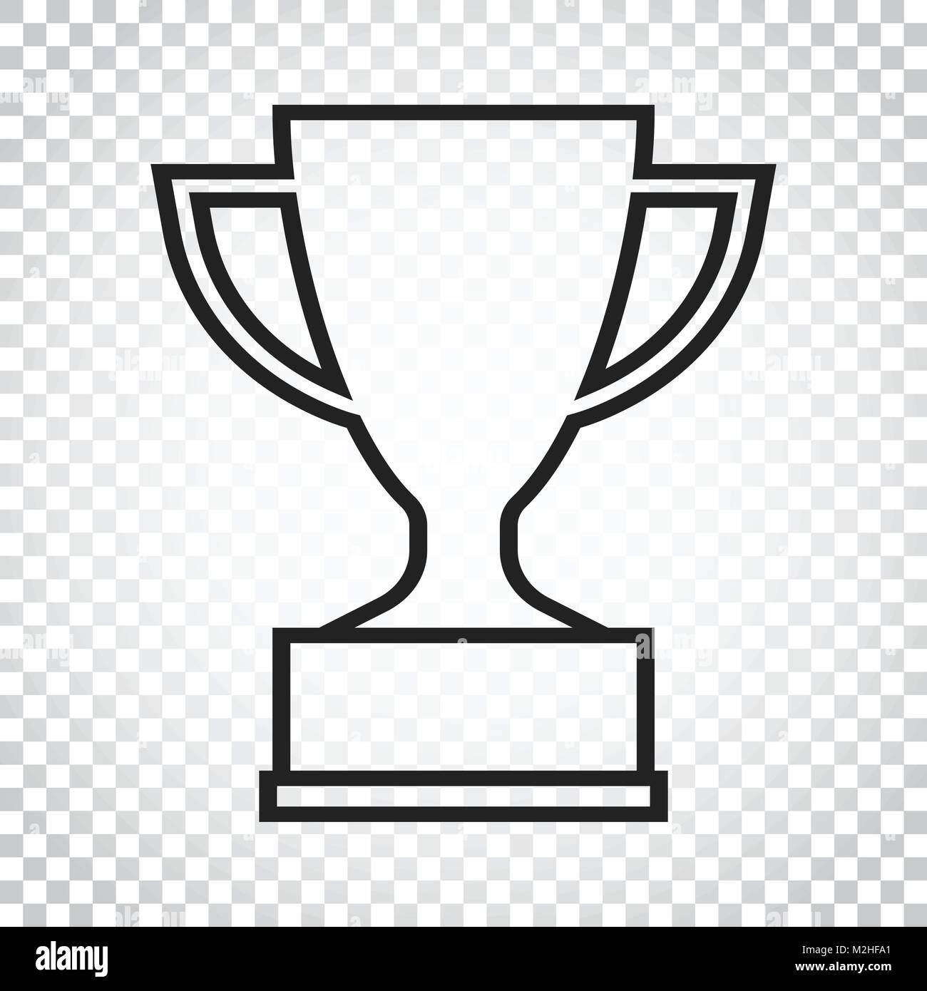 Trophy cup flat vector icon in line style. Simple winner symbol. Black ...