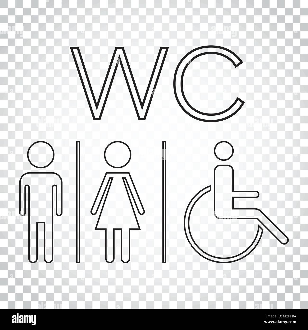 WC, toilet line vector icon . Men and women sign for restroom on ...