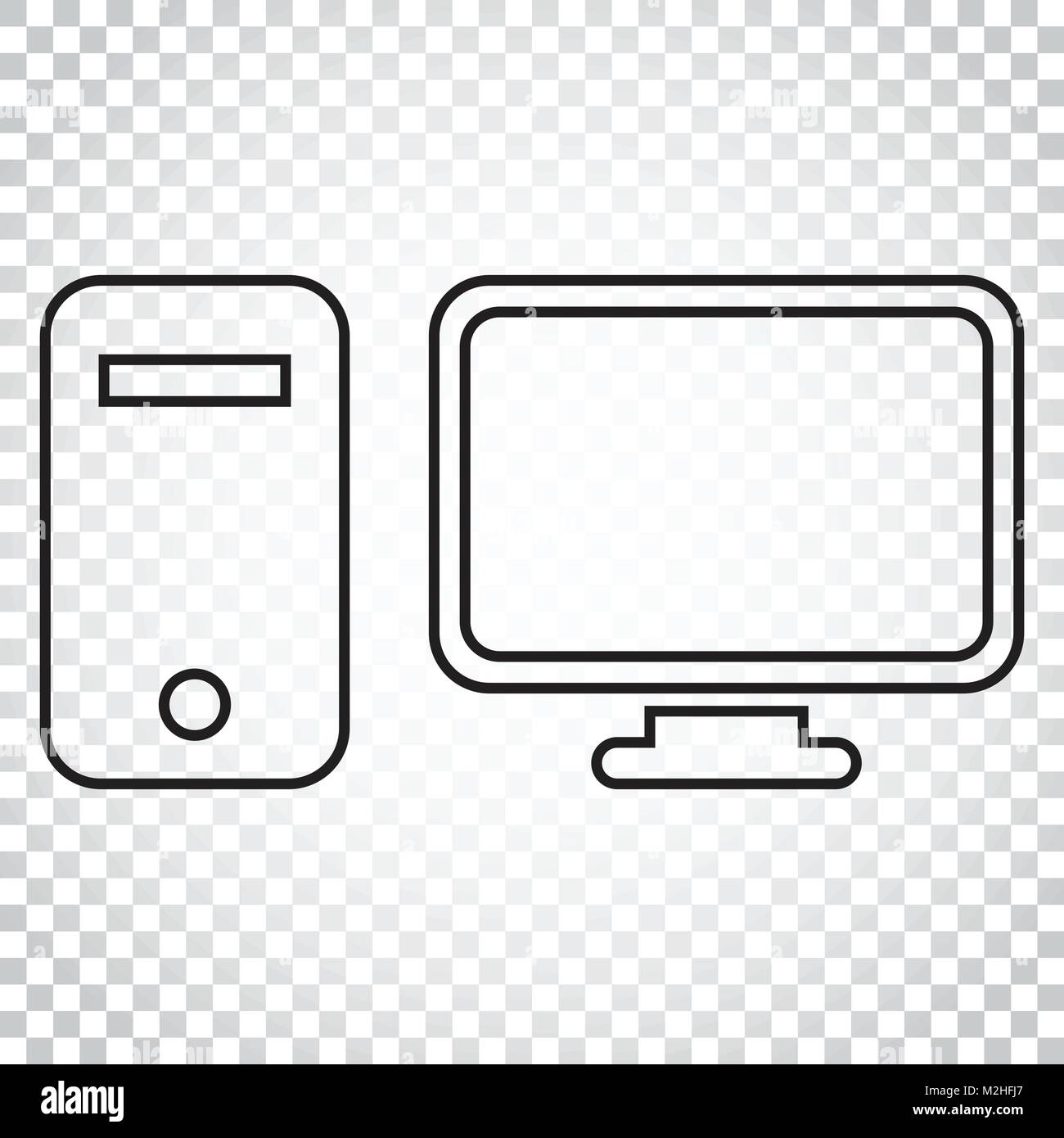 Computer vector illustration in line style. Monitor flat icon. Simple ...