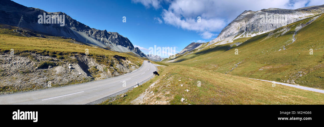 Driving the Albulapass in Switzerland, panorama Stock Photo - Alamy