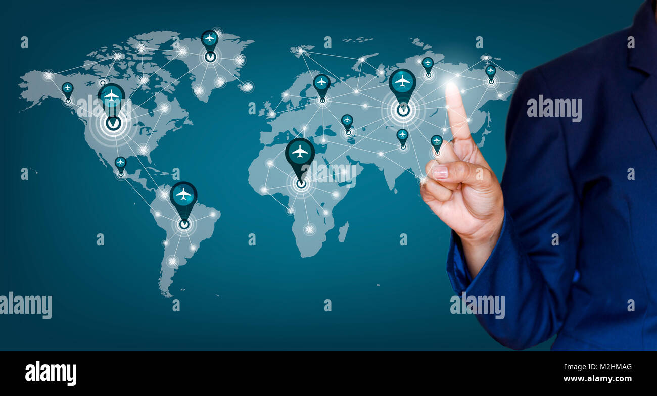 world map plane logistic in network World map a plane transportation ...