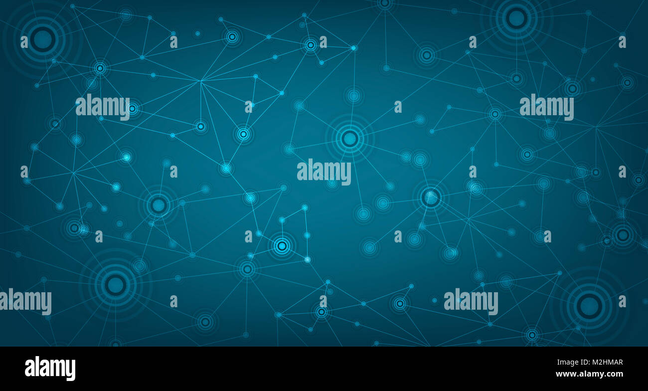 Blue background connected technology pressed with business connected ...