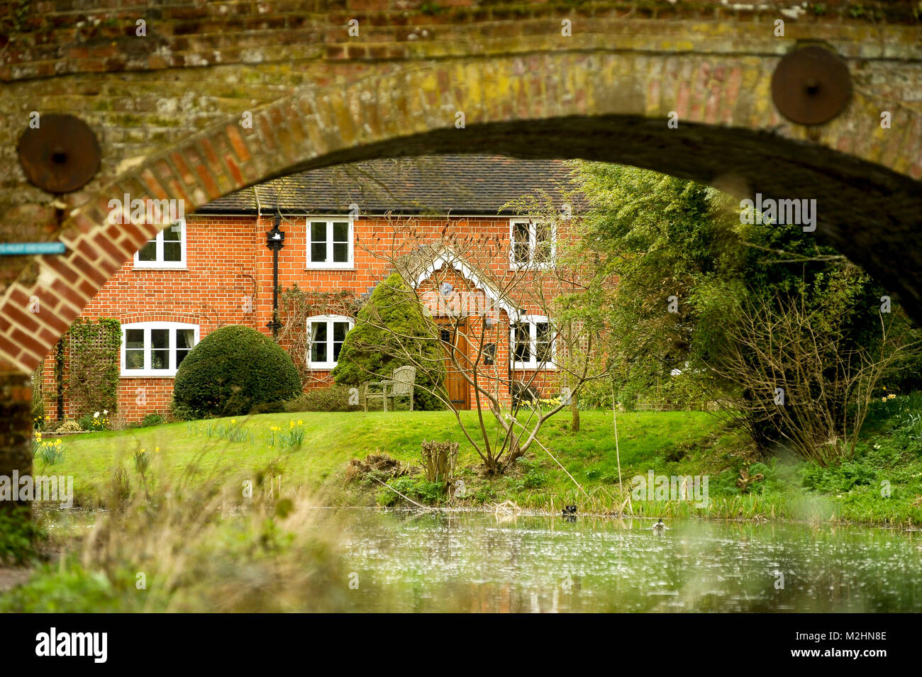 Poulter`s Bridge on Basingstoke Canal in Church Crookham, Hampshire ...
