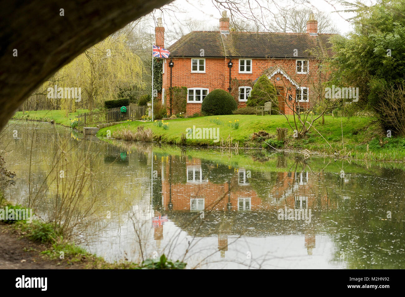 Poulter`s Bridge on Basingstoke Canal in Church Crookham, Hampshire ...