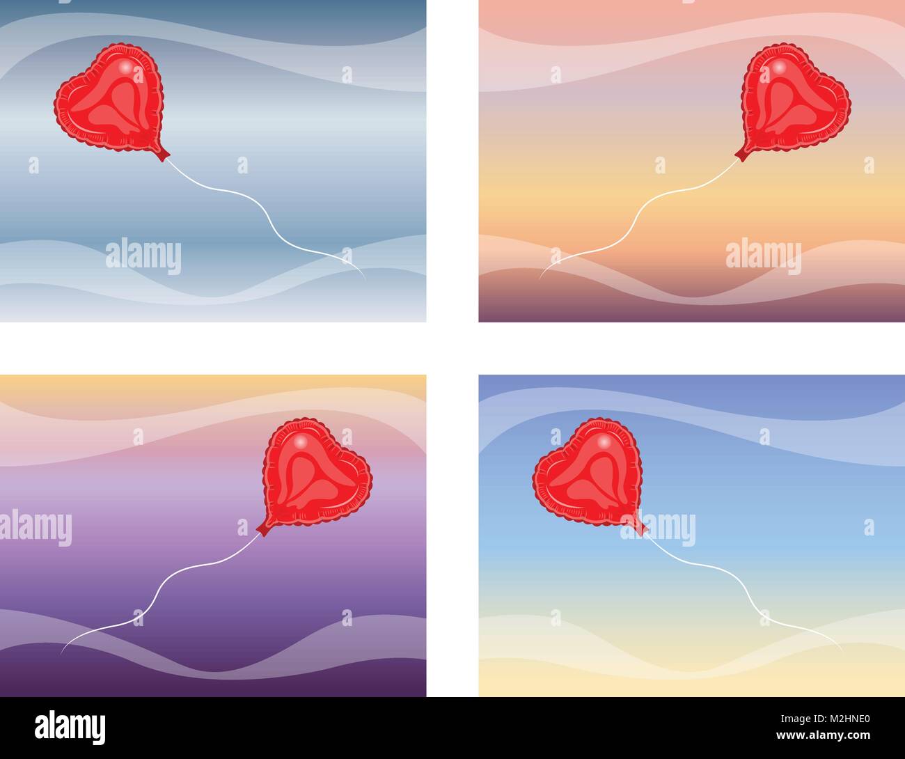 Heart Balloon Flying. Balloons and backgrounds are in different layers ...
