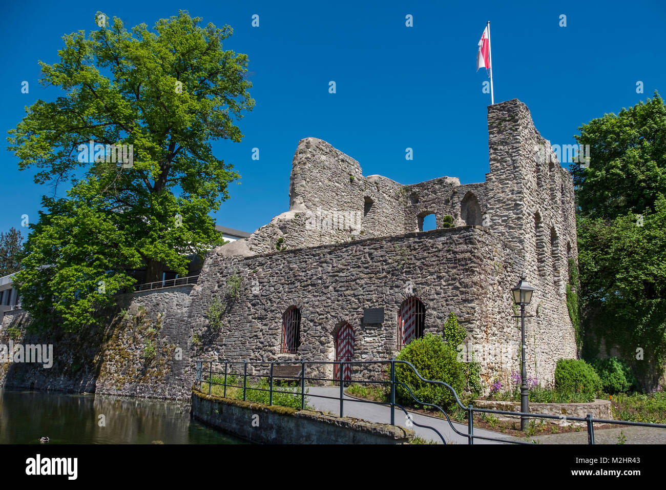 Ruin of Lippspringe Castle, at the spring pot of the river Lippe, Bad ...