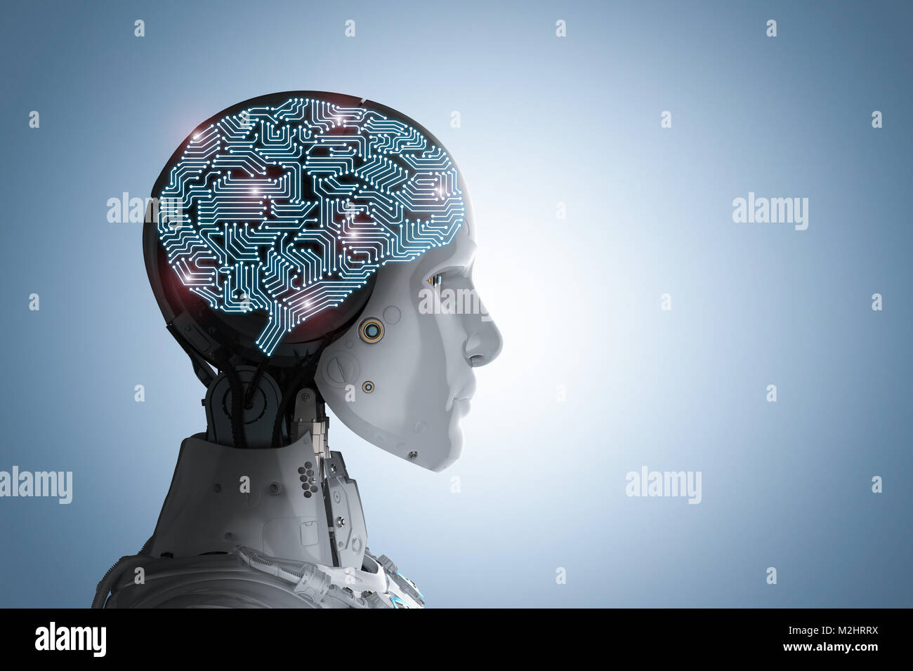 3d rendering humanoid robot with circuit brain Stock Photo - Alamy