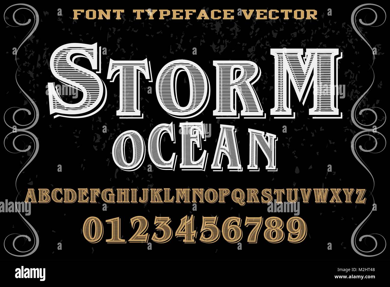 vintage font alphabet handcrafted vector named storm ocean Stock Photo ...