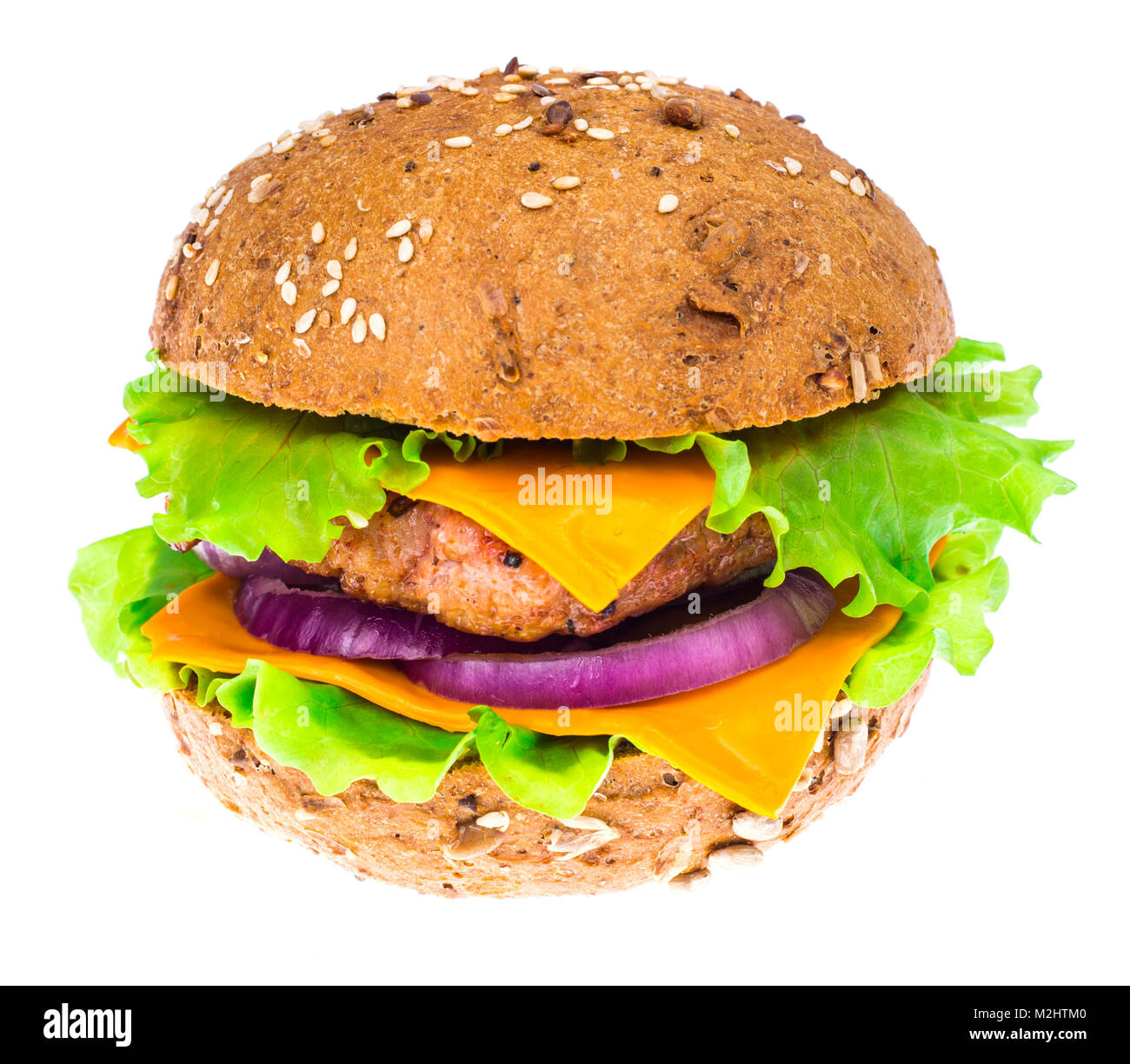 Burger with whole wheat bread isolated on white Stock Photo - Alamy