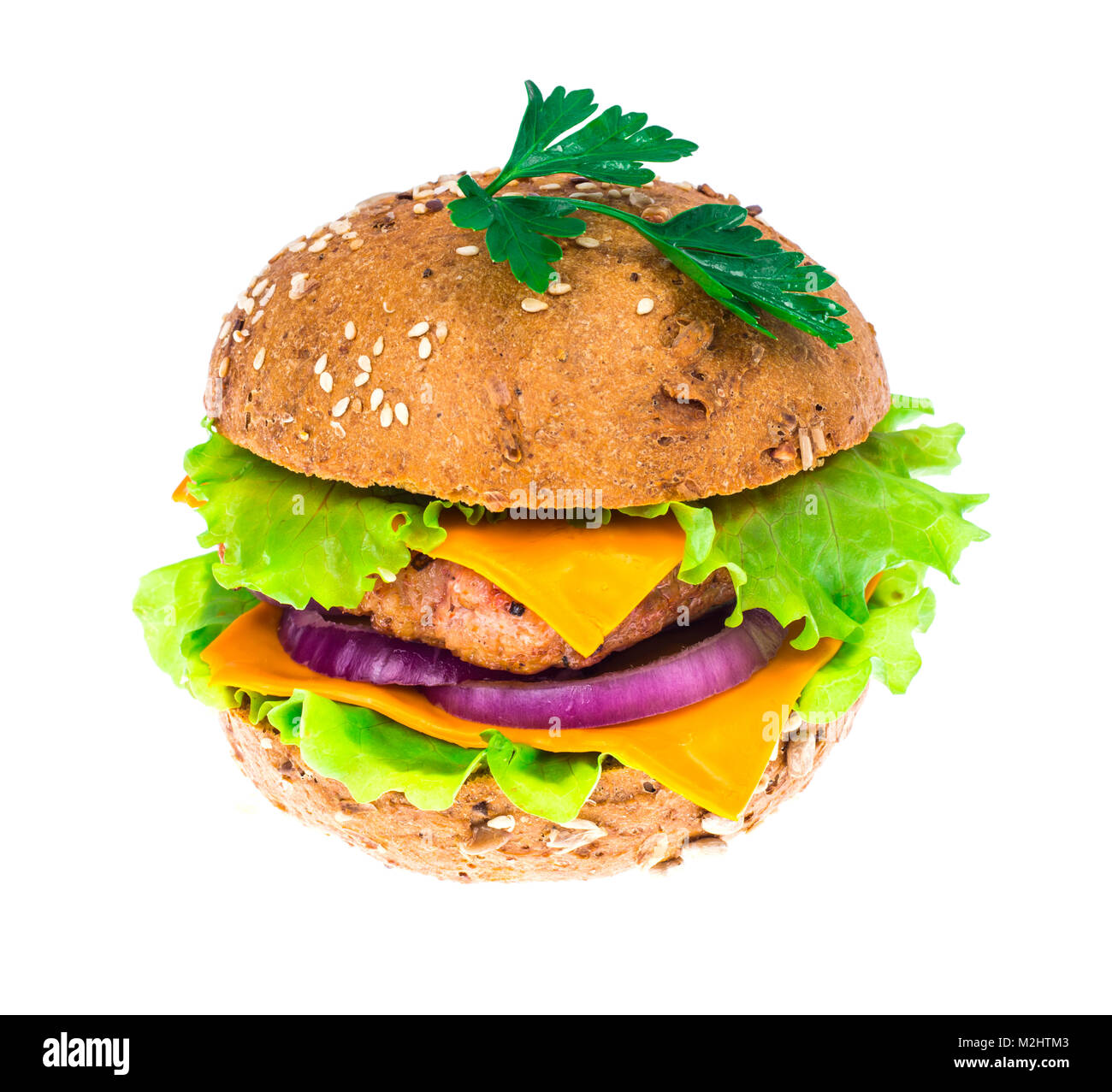 Chicken Burger Top View Cut Out Stock Images & Pictures - Alamy