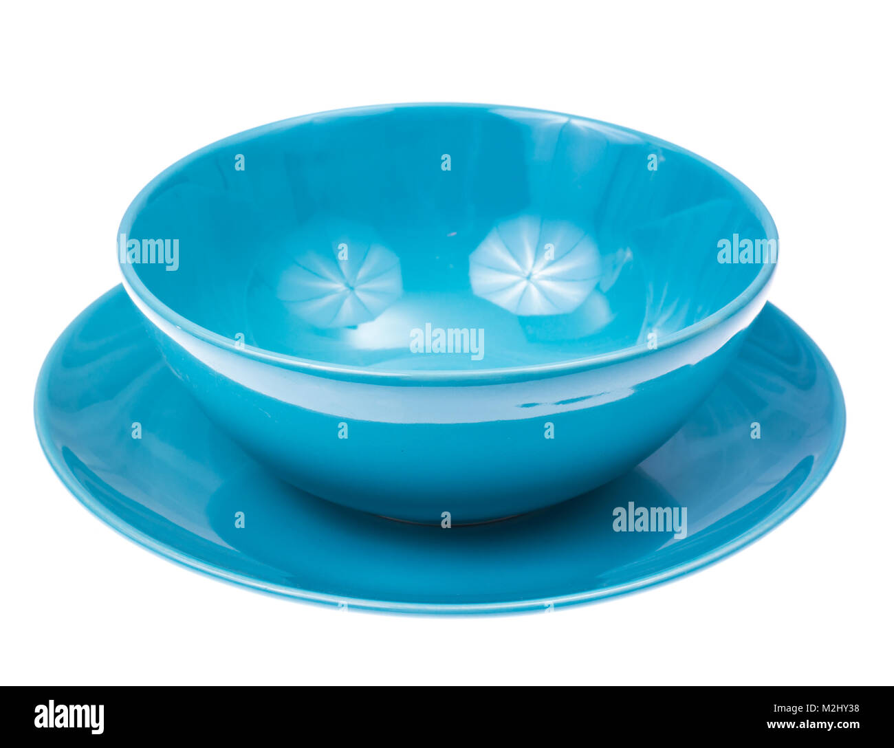 Blue shallow bowl and plate Stock Photo - Alamy
