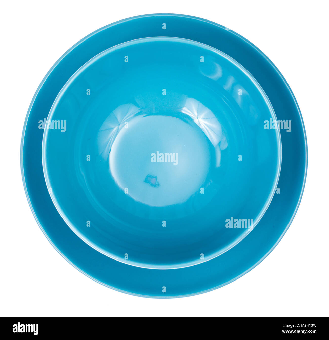 Blue shallow bowl and plate Stock Photo - Alamy