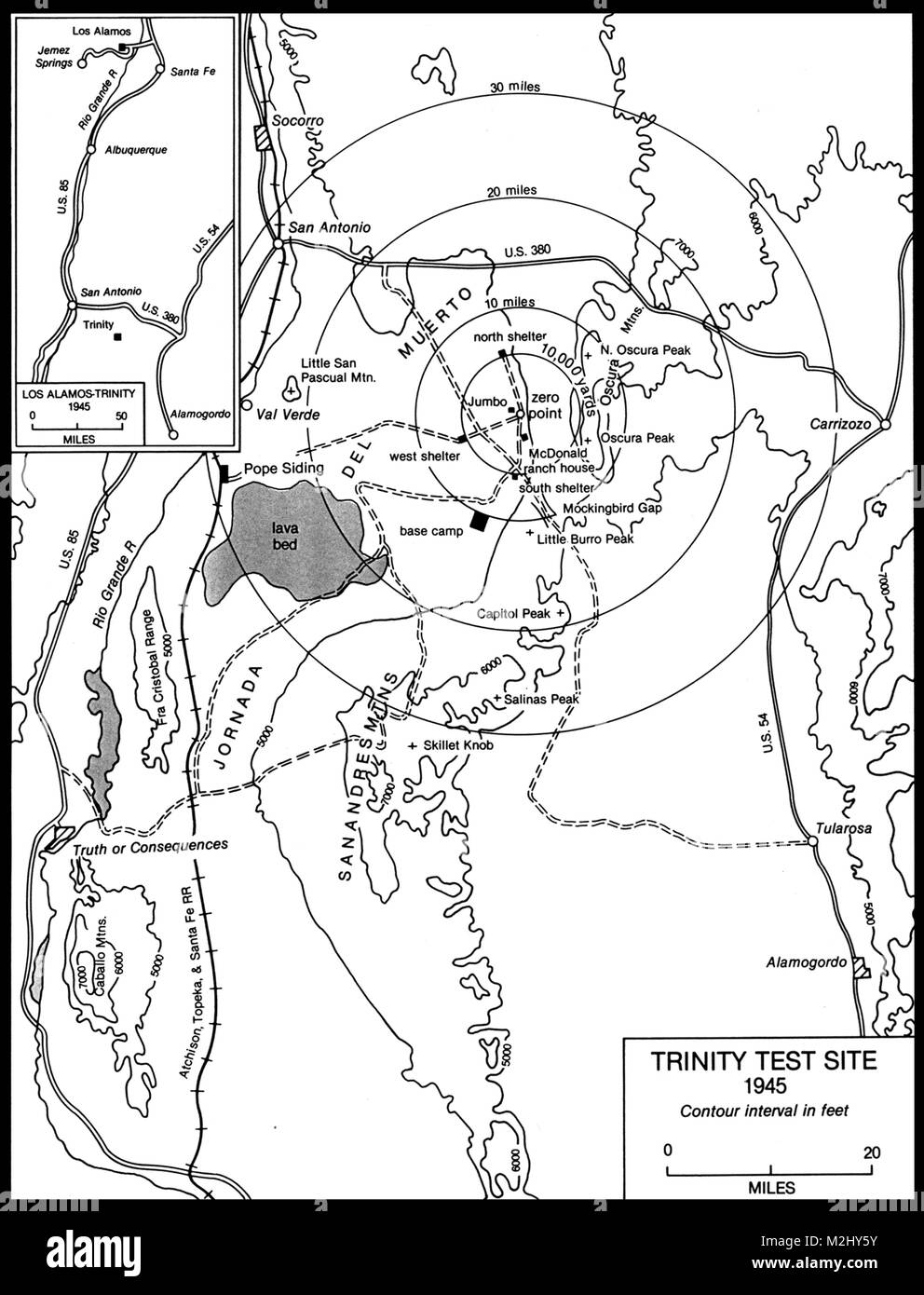 Trinity Test Site Map, Manhattan Project, 1945 Stock Photo - Alamy
