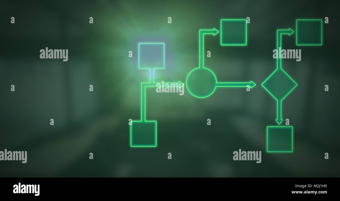 green wireframe illuminated Stock Photo - Alamy