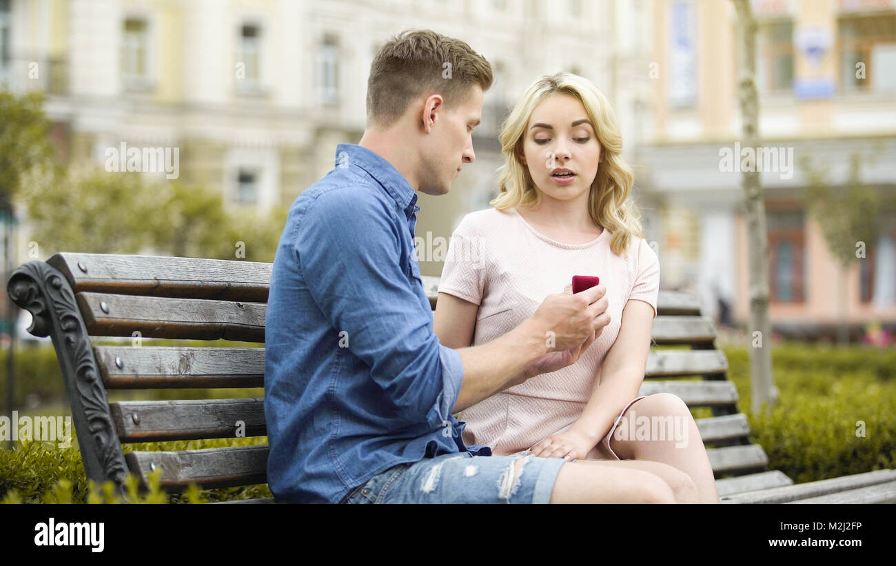 Guy proposing with ring to girlfriend, girl refusing to marry ...